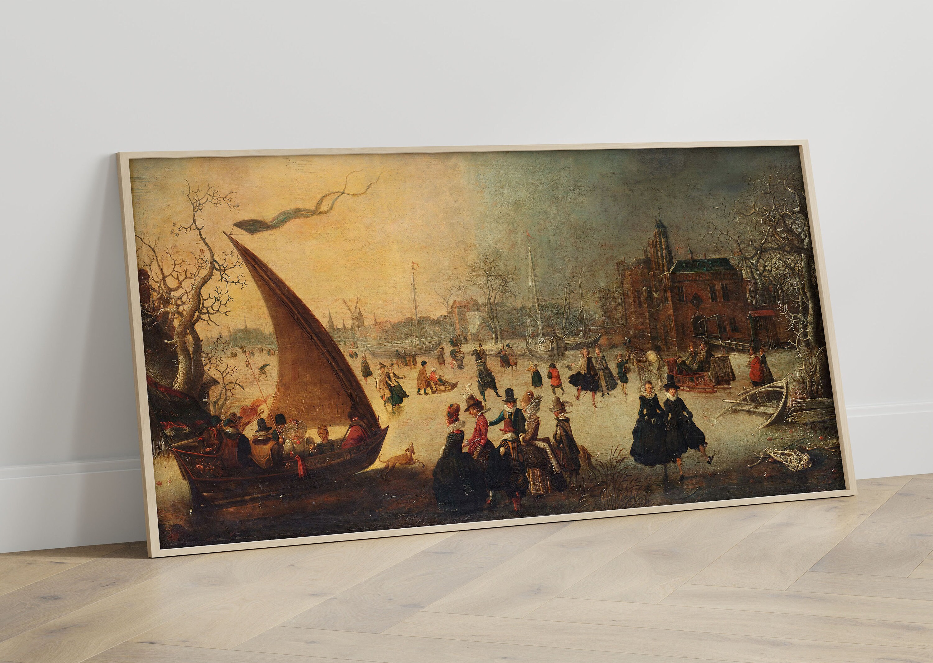 Adam Van Breen. Landscape With Frozen Canal Skaters and an - Etsy