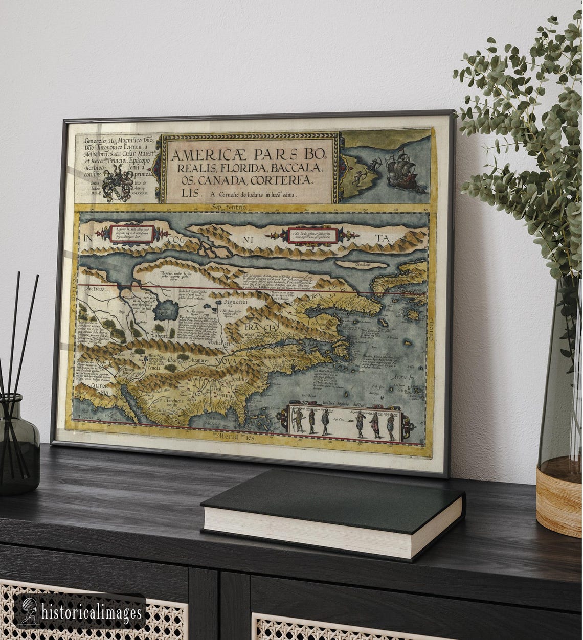 Very Ancient Vintage Map of North America by Cornelis De Jode. Fine Art ...