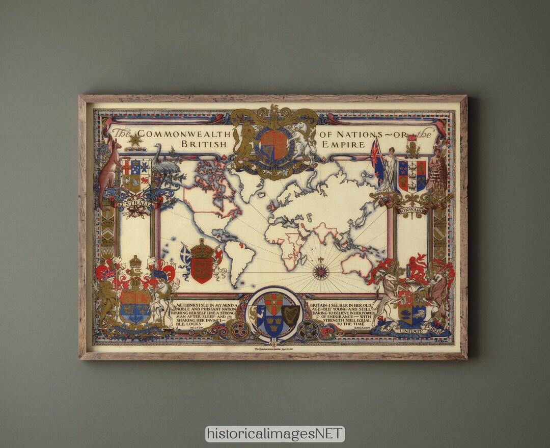The Commonwealth of Nations or British Empire Old Poster. Antique ...