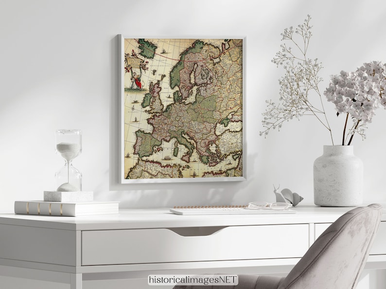 Ancient Map of Europe. Vintage Print Reproduction of an European Map of ...