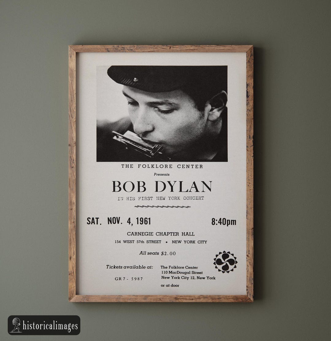 Bob Dylan Concert Poster in Carnegie Chapter Hall 1961. Fine Art Print ...