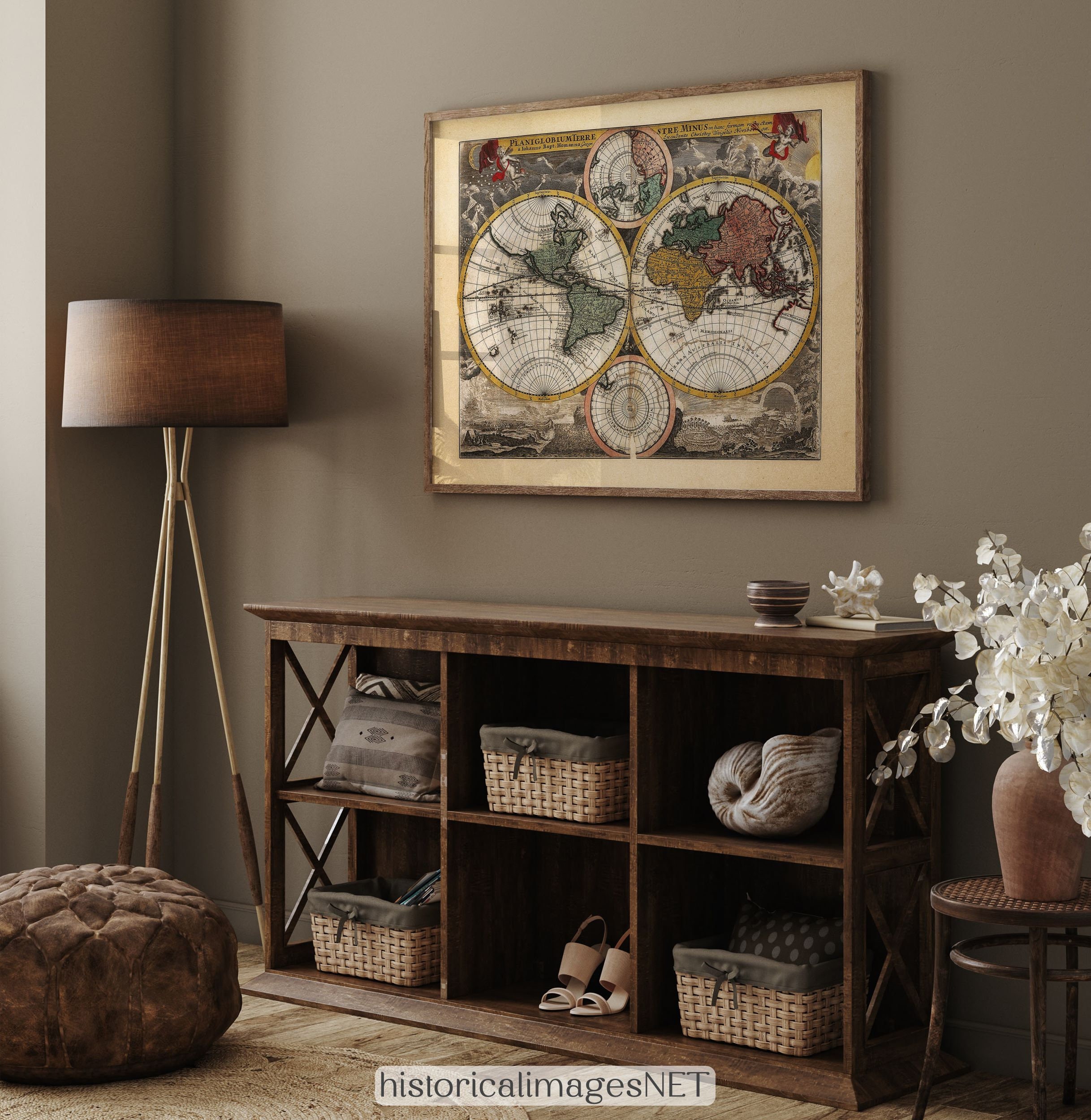 Ancient World Map Poster Reproduction From 1720. Fine Art Print. Wall ...