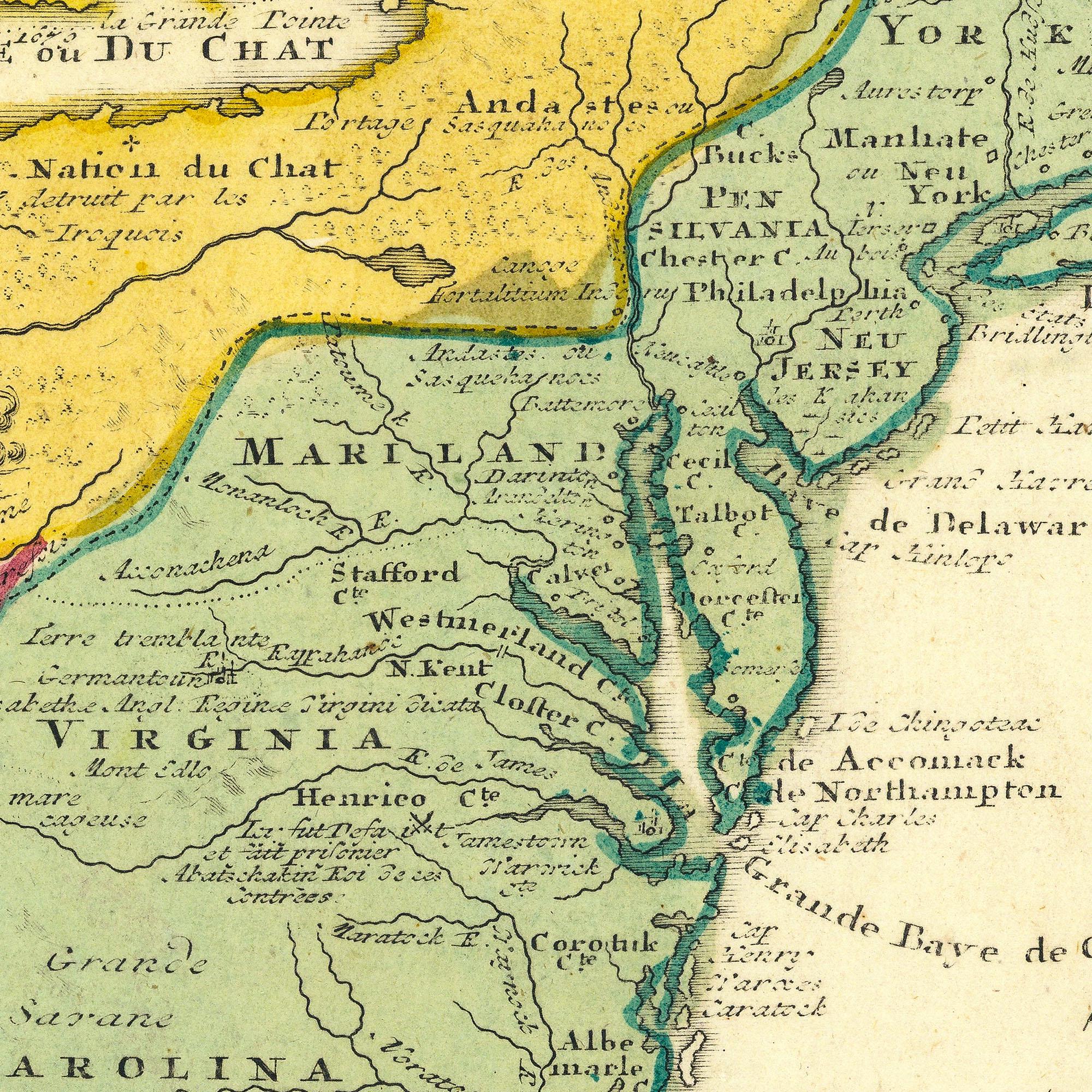 Ancient Map of North America Louisiana French Region 1687. Fine Art ...