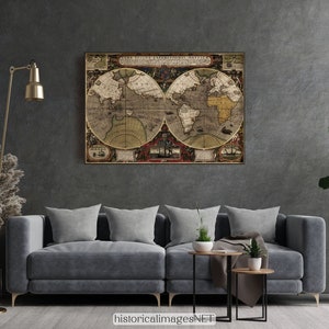 Ancient World Map Fine Art Print. Color Poster Reproduction of a ...