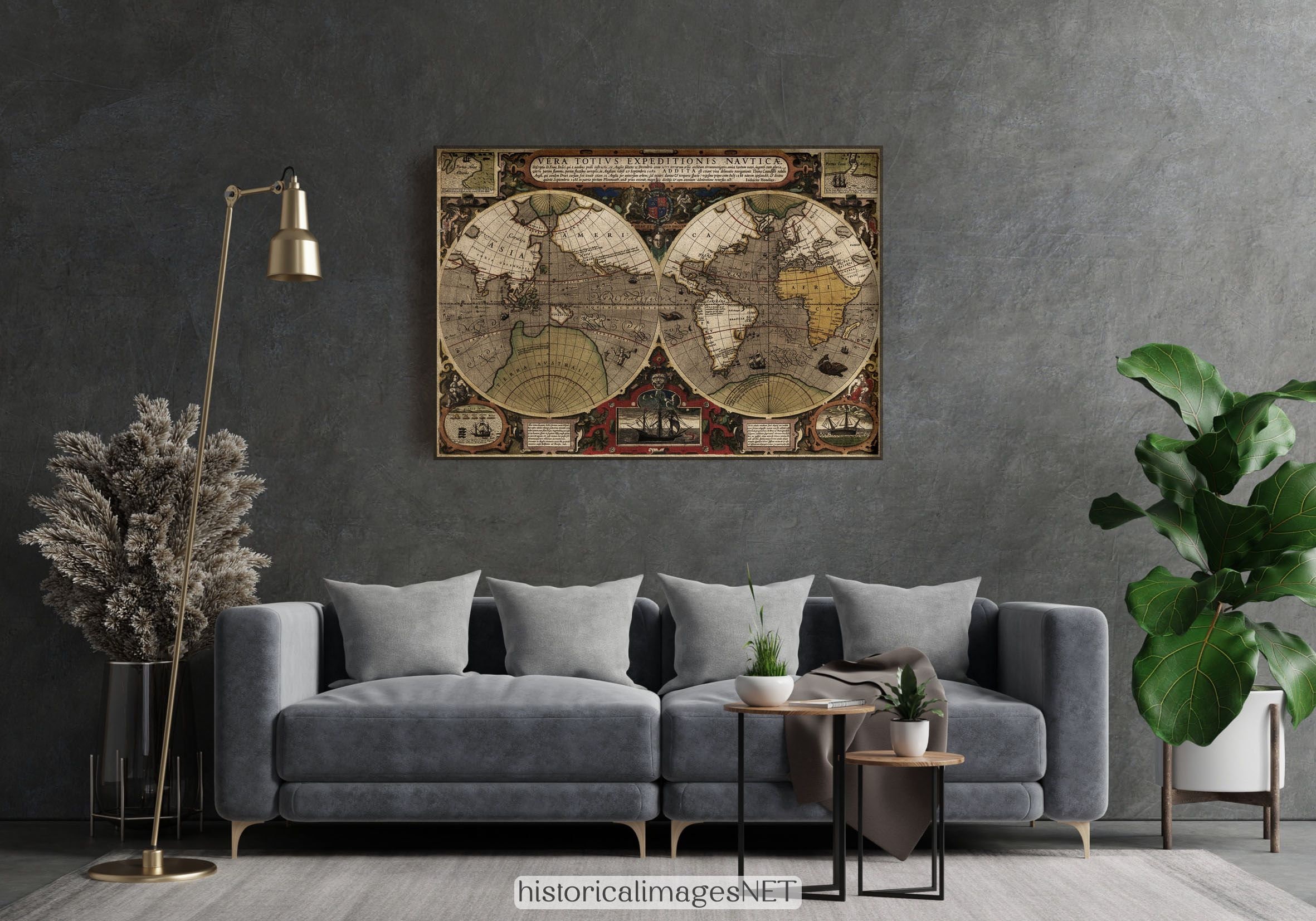 Ancient World Map Fine Art Print. Color Poster Reproduction of a ...