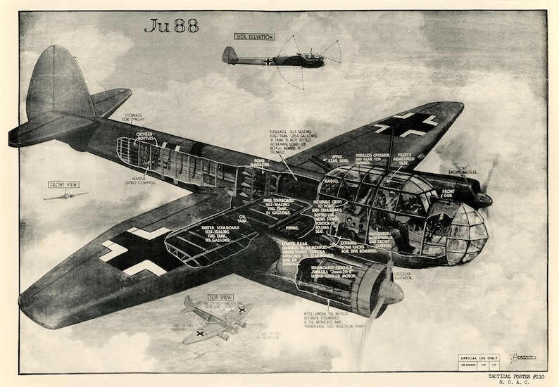 Junkers Ju 88 German Combat Aircraft of II World War Poster Reproduction - Etsy