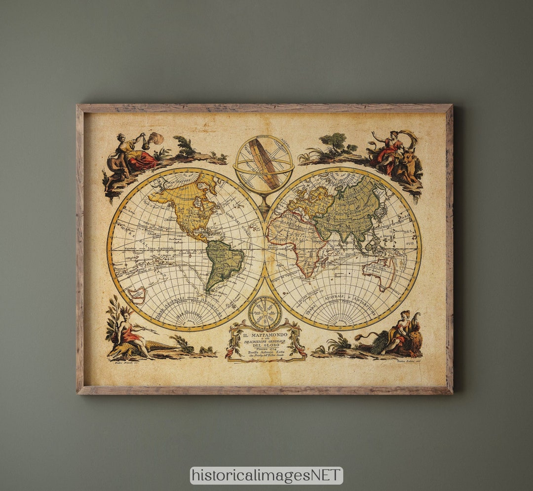Ancient World Map Print. Vintage Reproduction of a Map of the World of ...