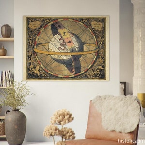 Ptolemaic Map of the Universe With the Spherical Earth. Retro Vintage ...