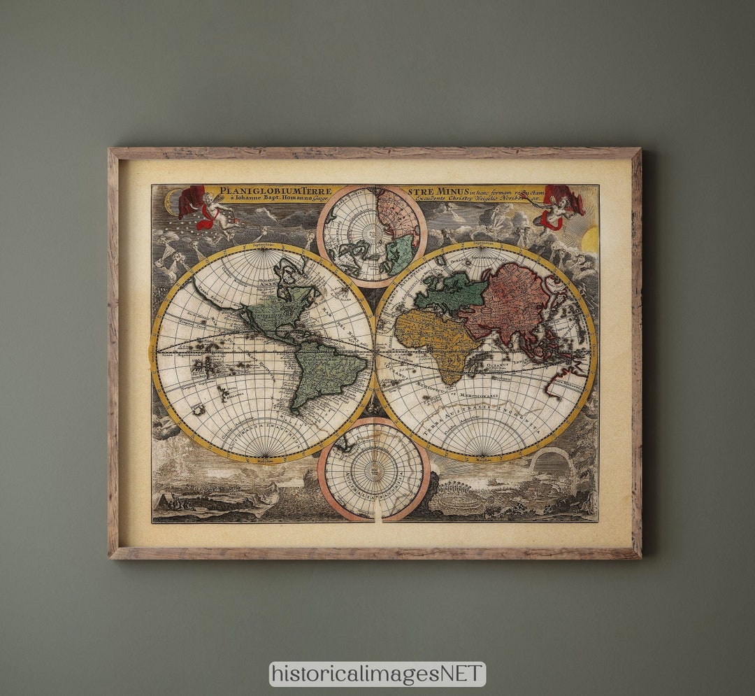 Ancient World Map Poster Reproduction From 1720. Fine Art Print. Wall ...