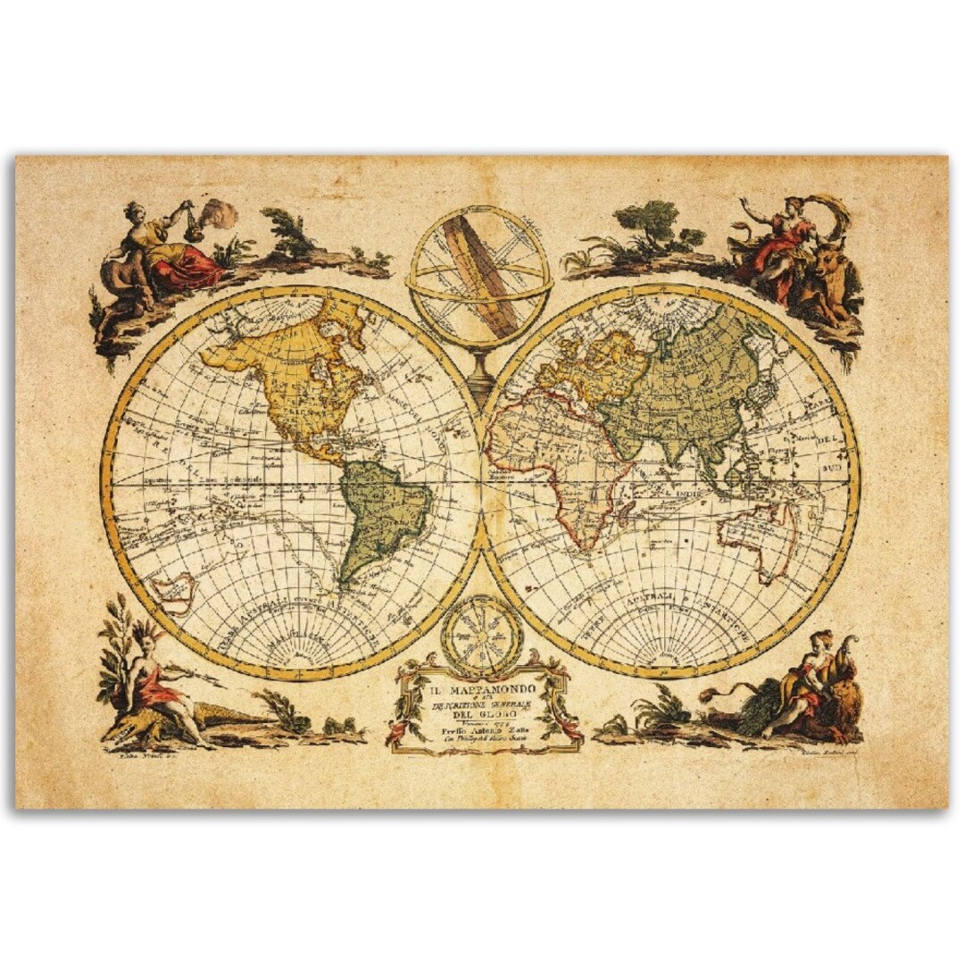Ancient World Map Print. Vintage Reproduction of a Map of the - Etsy