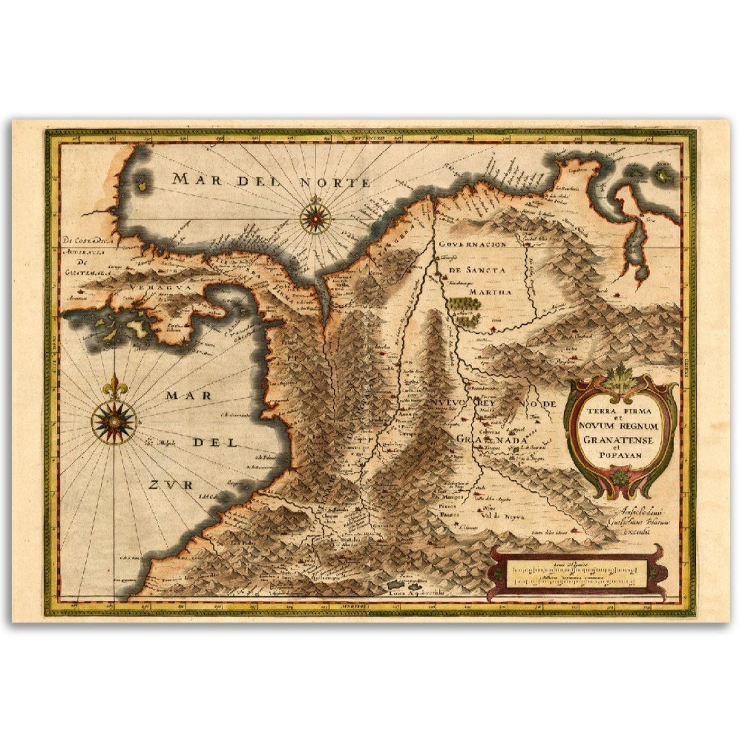 Ancient Map Print of Central America and the Northwestern Part - Etsy