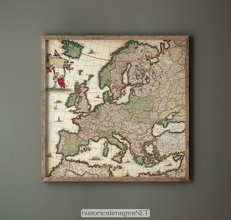 Ancient Map of Europe. Vintage Print Reproduction of an European Map of ...