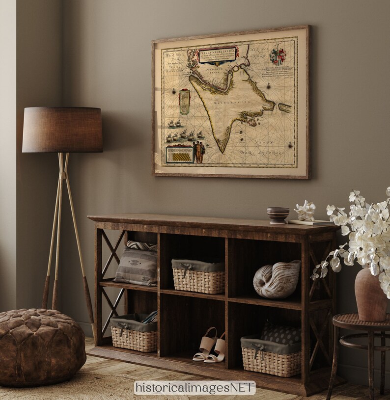 A Chart of Magellan by the Route of Tierra Del Fuego XVII Century Fine ...