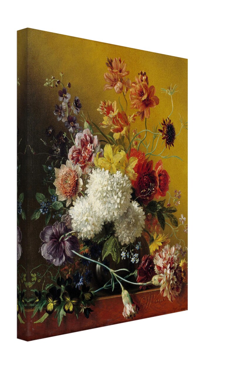 Canvas With Still Life With Flowers by Artist Georgius Jacobus Johannes ...