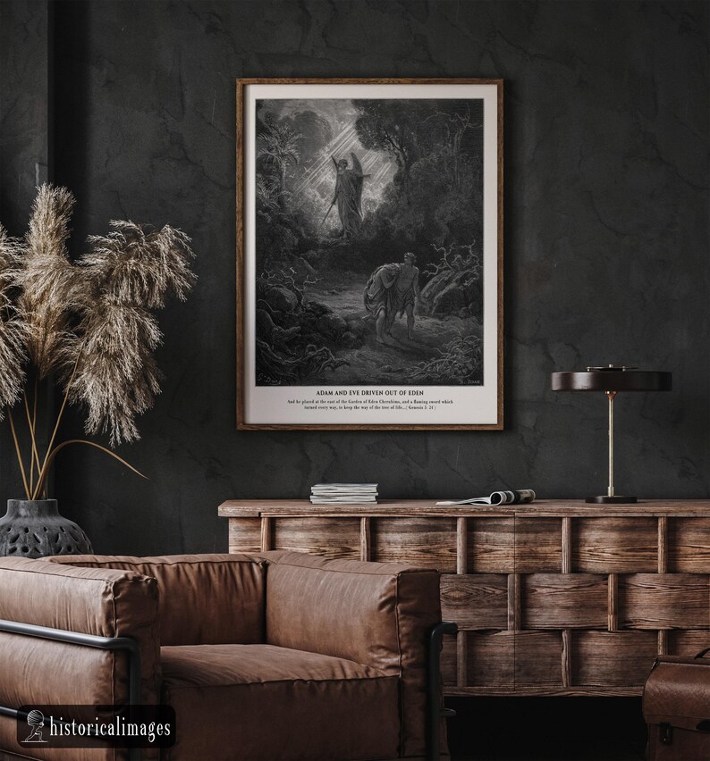 Gustave Dore the Bible Engraving Print Fine Art Reproduction. Adam and ...