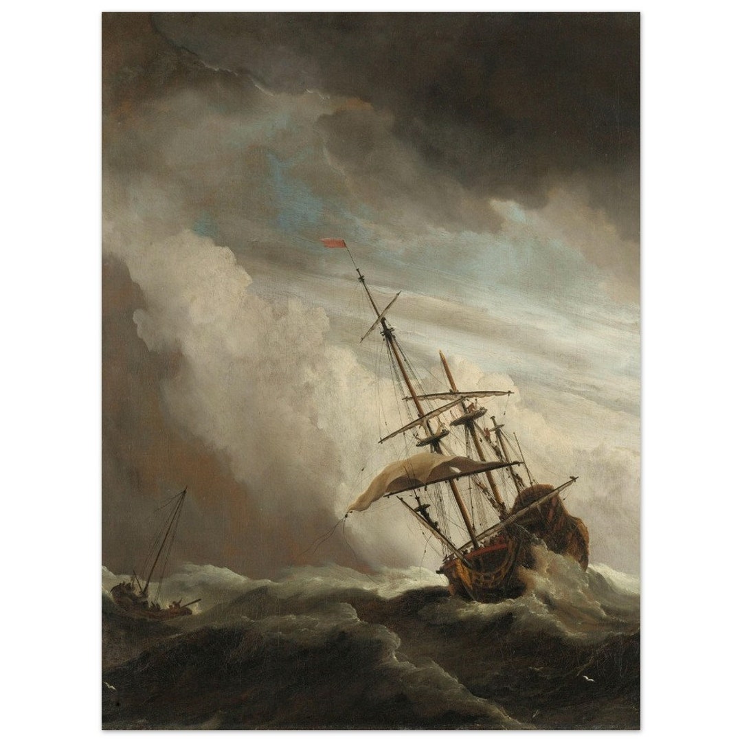 Willem Van De Velde A Ship on the High Seas Caught by a Squall, Known ...