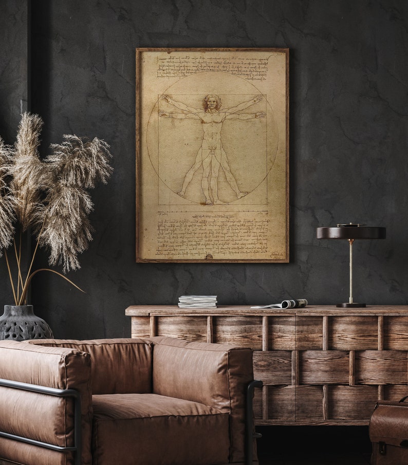 Leonardo Da Vinci Vitruvian Man Drawing Fine Art Print Reproduction ...