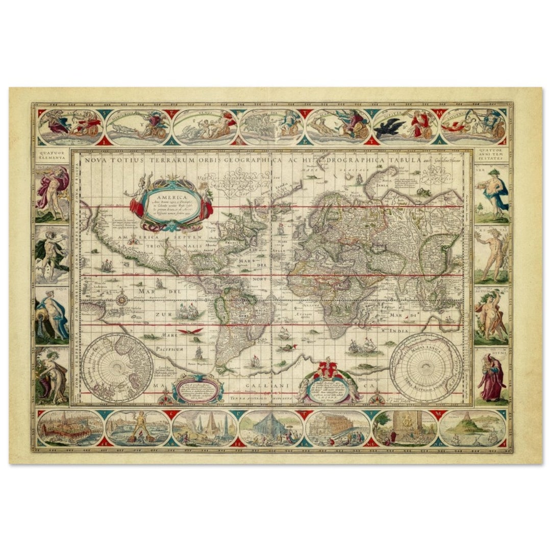 Ancient Old World Map 1638. A Beautifully Illustrated Antique Map ...