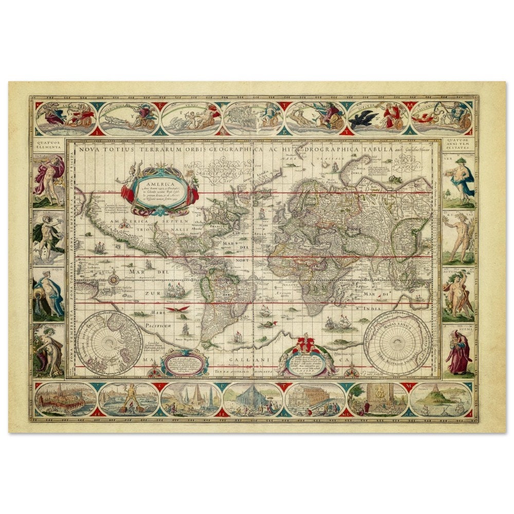 Ancient Old World Map 1638. A Beautifully Illustrated Antique Map ...