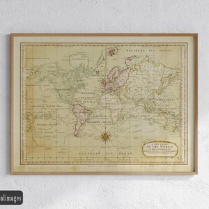 Ancient Vintage World Map Mercator's Projection by Samuel Dumm 1794 - Etsy