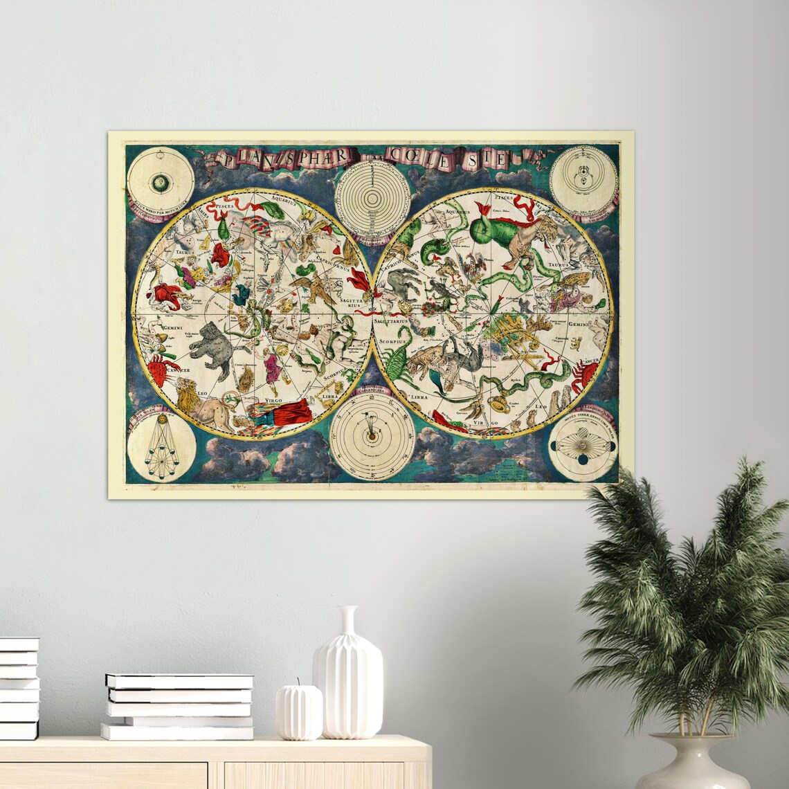 Old Celestial Zodiac Map Planisphæri Coeleste De Wit, by Frederik De ...