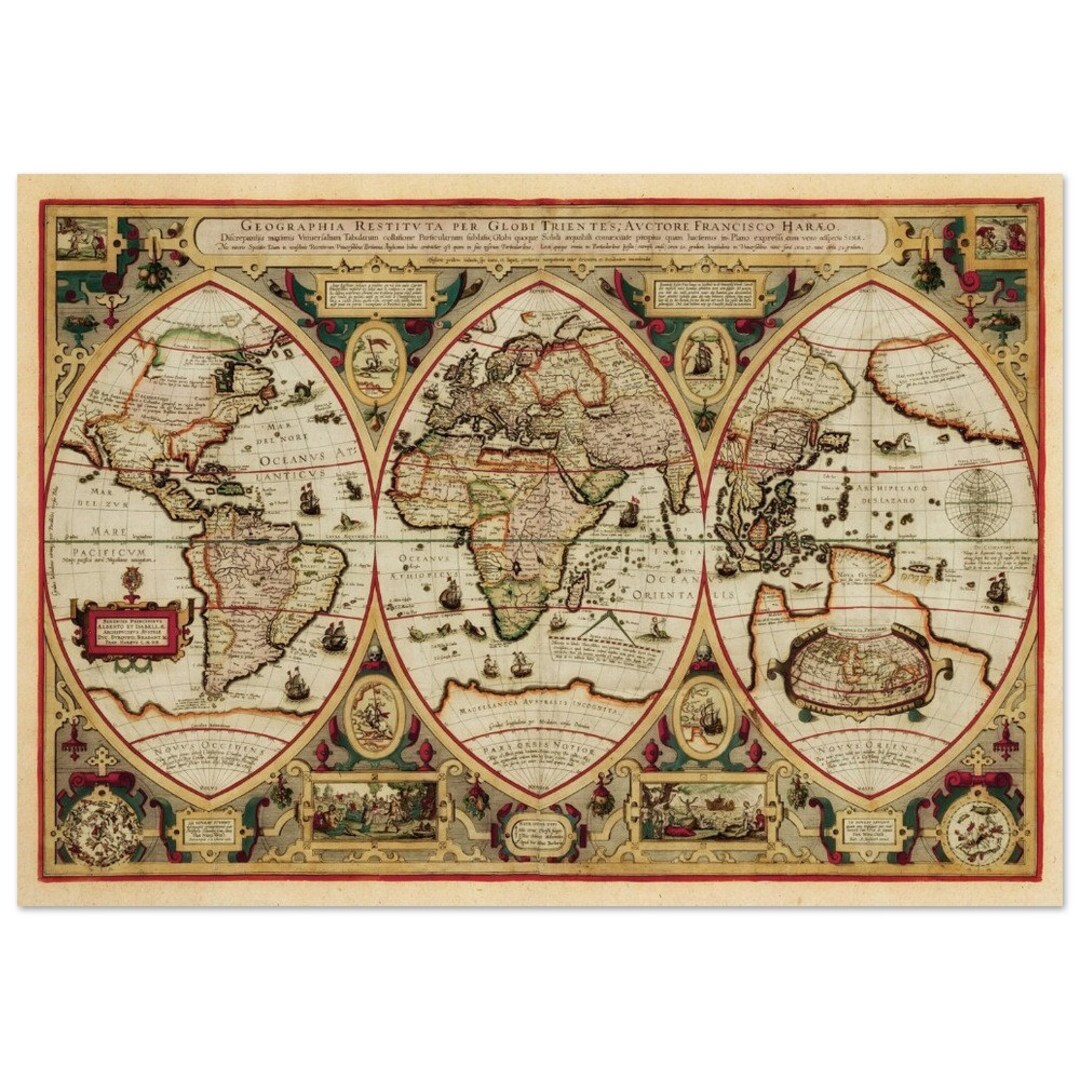 Ancient Old World Map of 1618. Fine Art Print. Remastered Poster ...