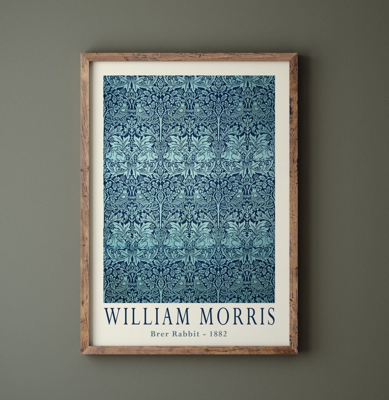 William Morris Brer Rabbit Wallpaper Vintage Design. Remastered Blue ...