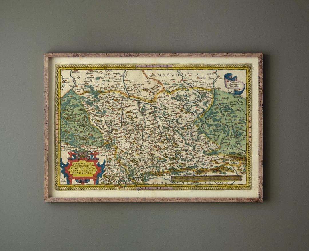 Ancient Historic Map of Saxony, Meissen, and Thuringia by Abraham ...