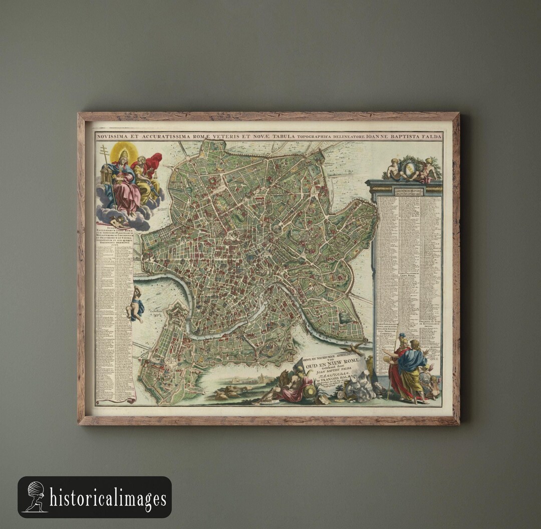 Antique City Map of Rome in Italy XVIII Century by Baptista Falda. Fine ...