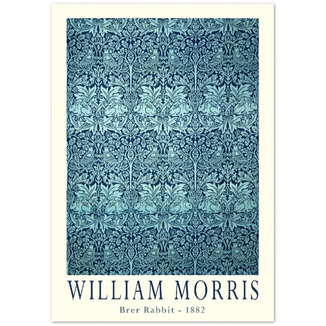 William Morris Brer Rabbit Wallpaper Vintage Design. Remastered Blue ...