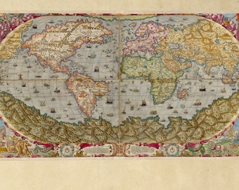 Ancient Vintage Old Map of the World Poster Reproduction by - Etsy