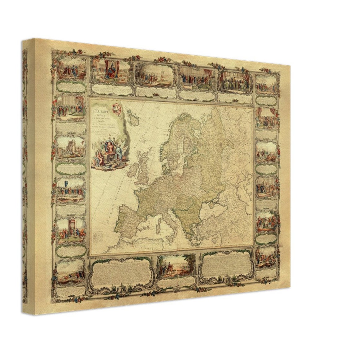 Ancient Old Map of Europe. Fine Art Print and Canvas of Antique ...