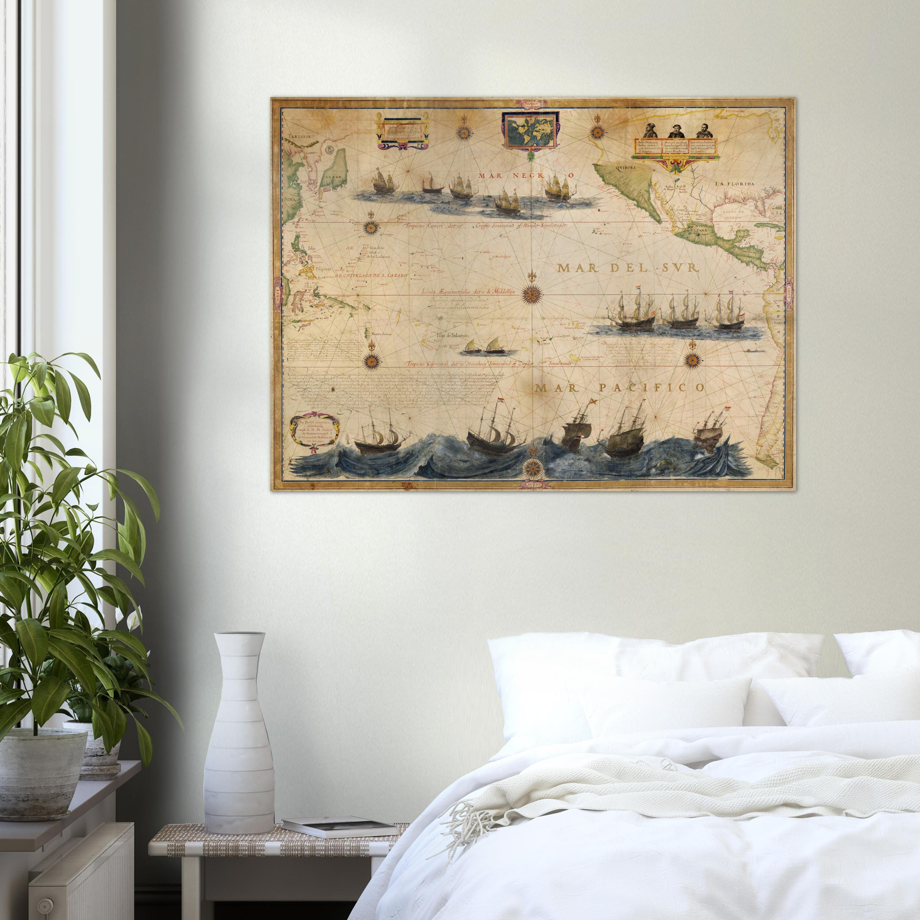 Pacific Ocean South Sea Ancient Old Map Poster by Hessel Gerritsz 1622 ...