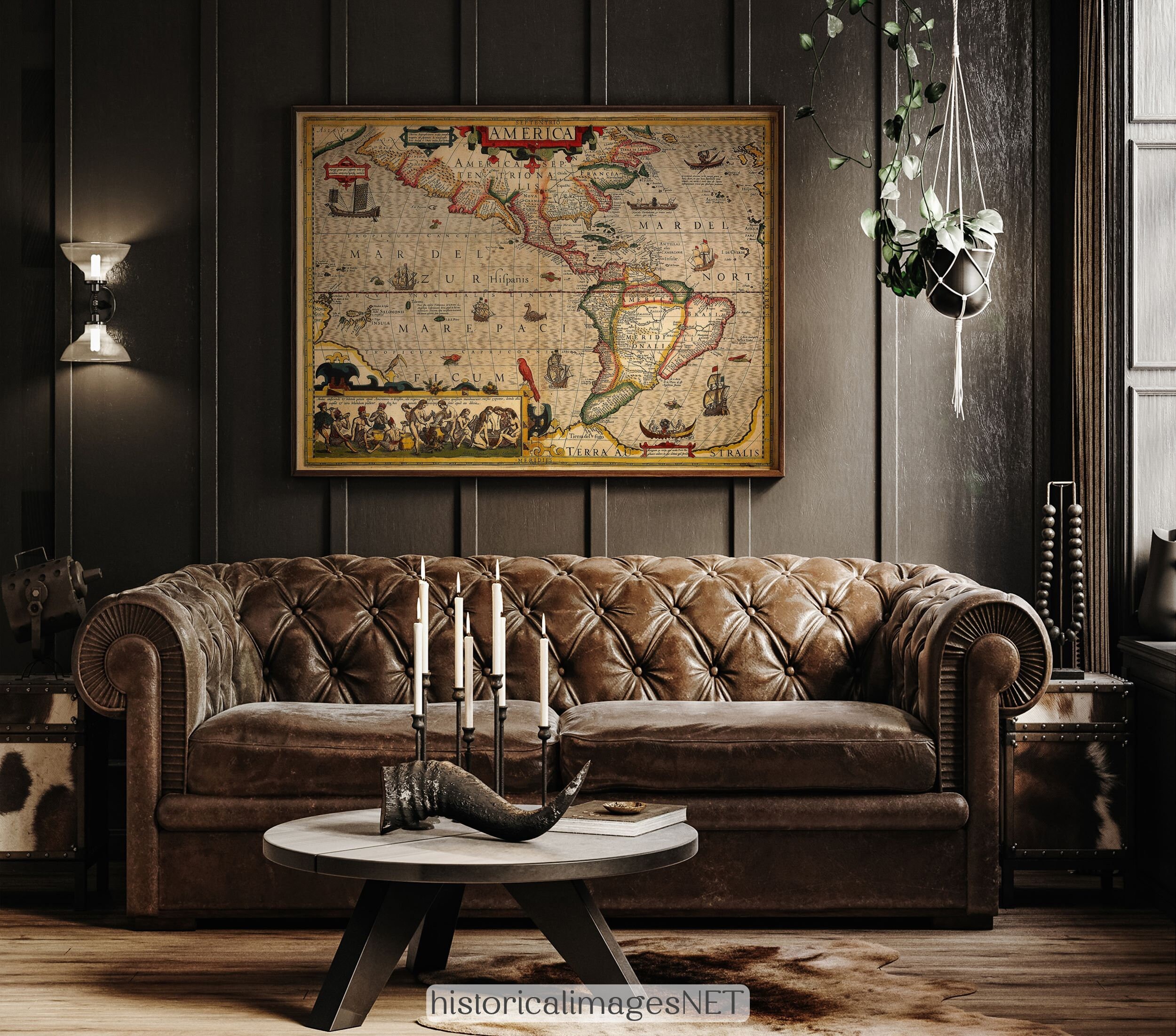 America Old Map Print. Poster Reproduction of the American Continent ...