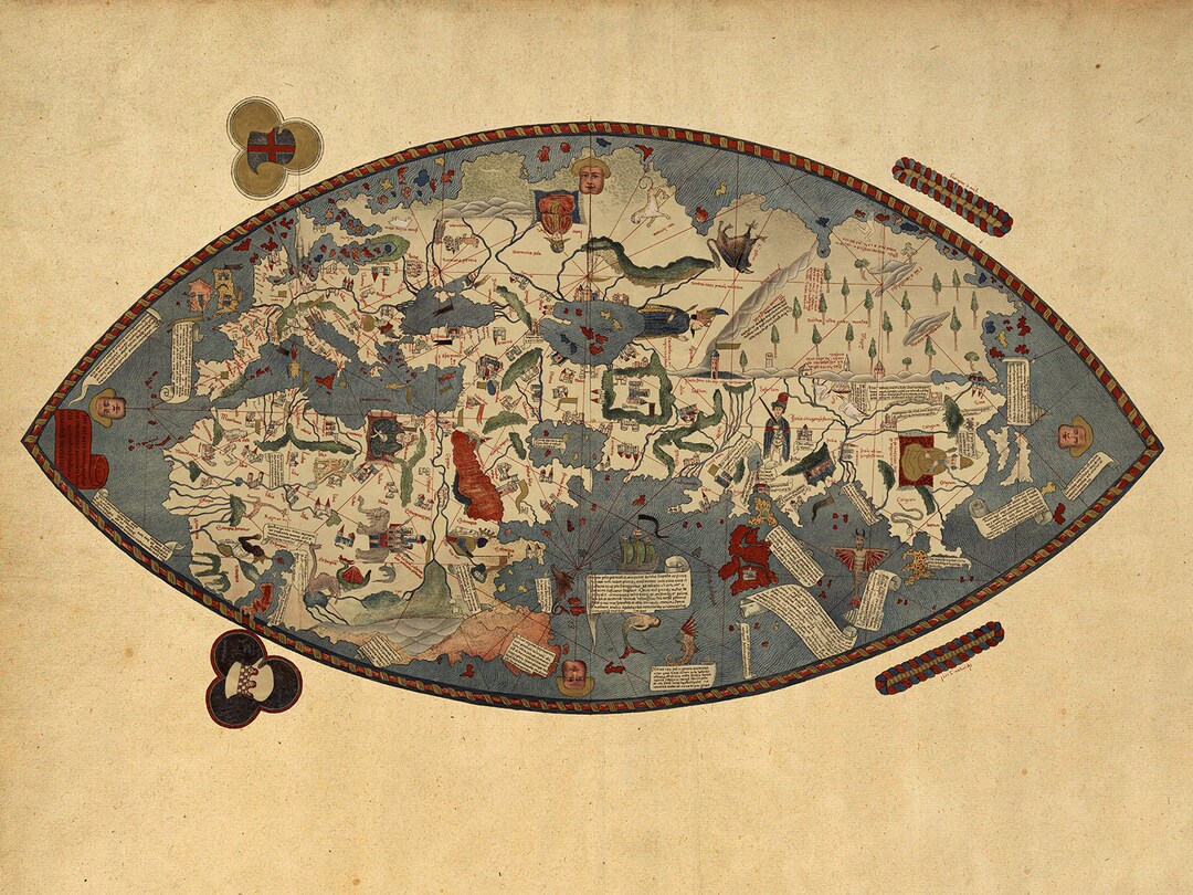 Genoese World Map Published in 1457 Poster Reproduction - Etsy
