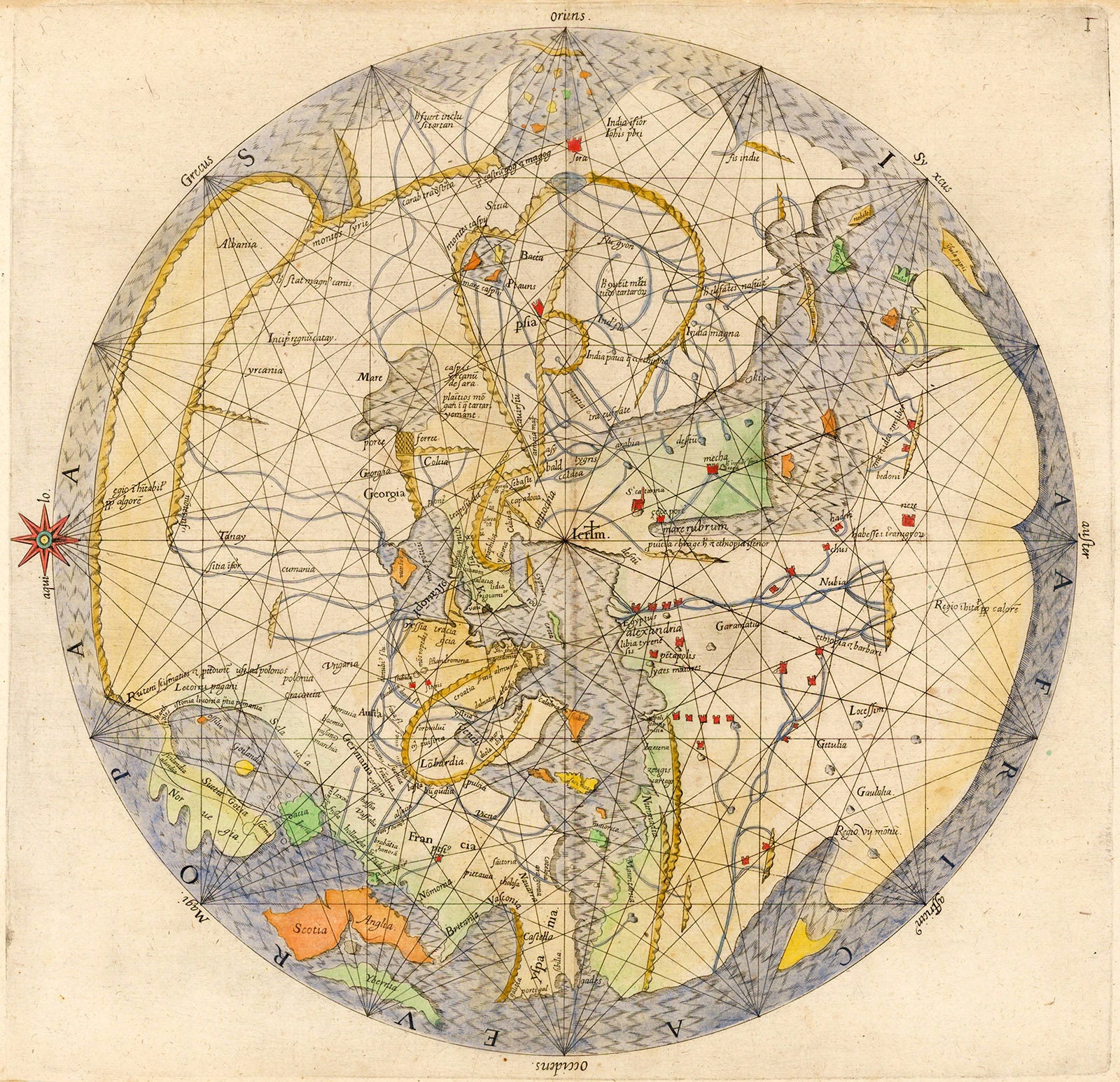 Portolan Map of the World by Pietro Vesconte 1611 Poster Reproduction ...