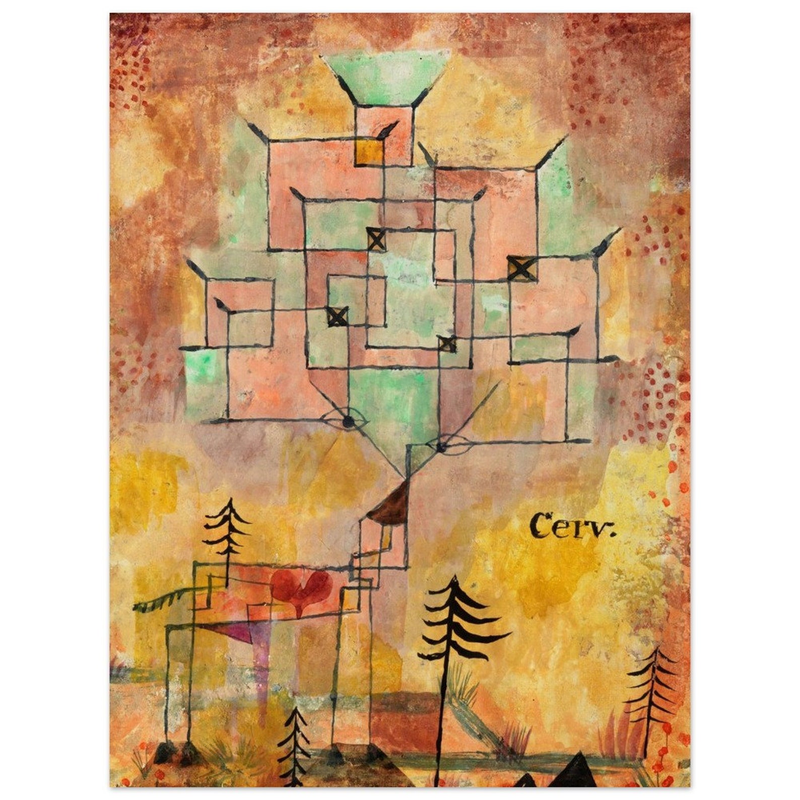 Paul Klee Der Hirsch the Stag . Abstract Painting. Fine Art Print and ...