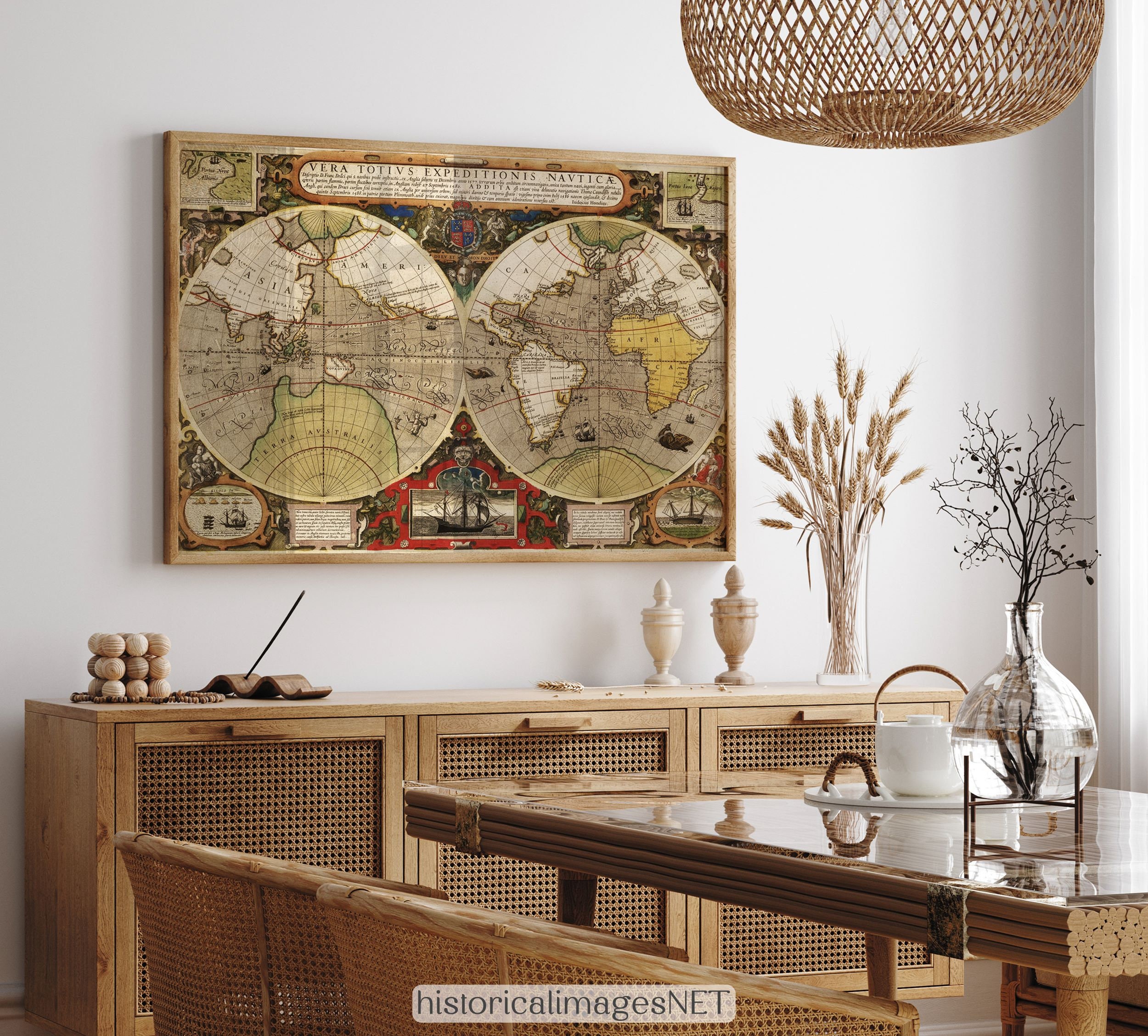 Ancient World Map Fine Art Print. Color Poster Reproduction of a ...