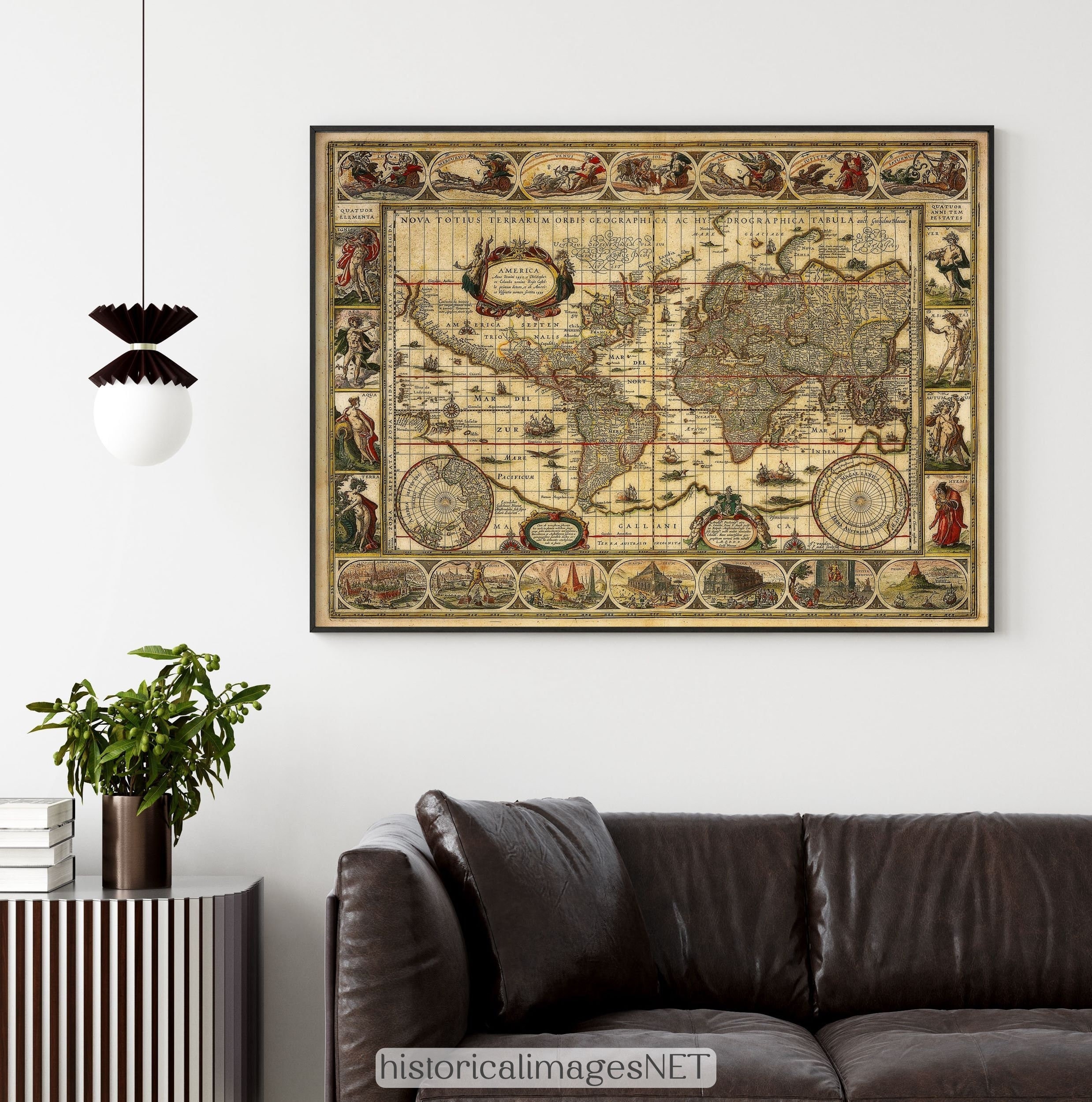 Ancient World Map Print Reproduction. Poster of Antique Vintage Old Map ...