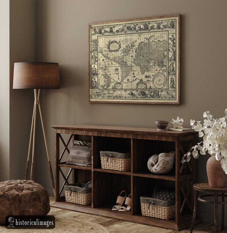 Ancient World Map fine art print repro by Willem Janszoon Blaeu XVII ...