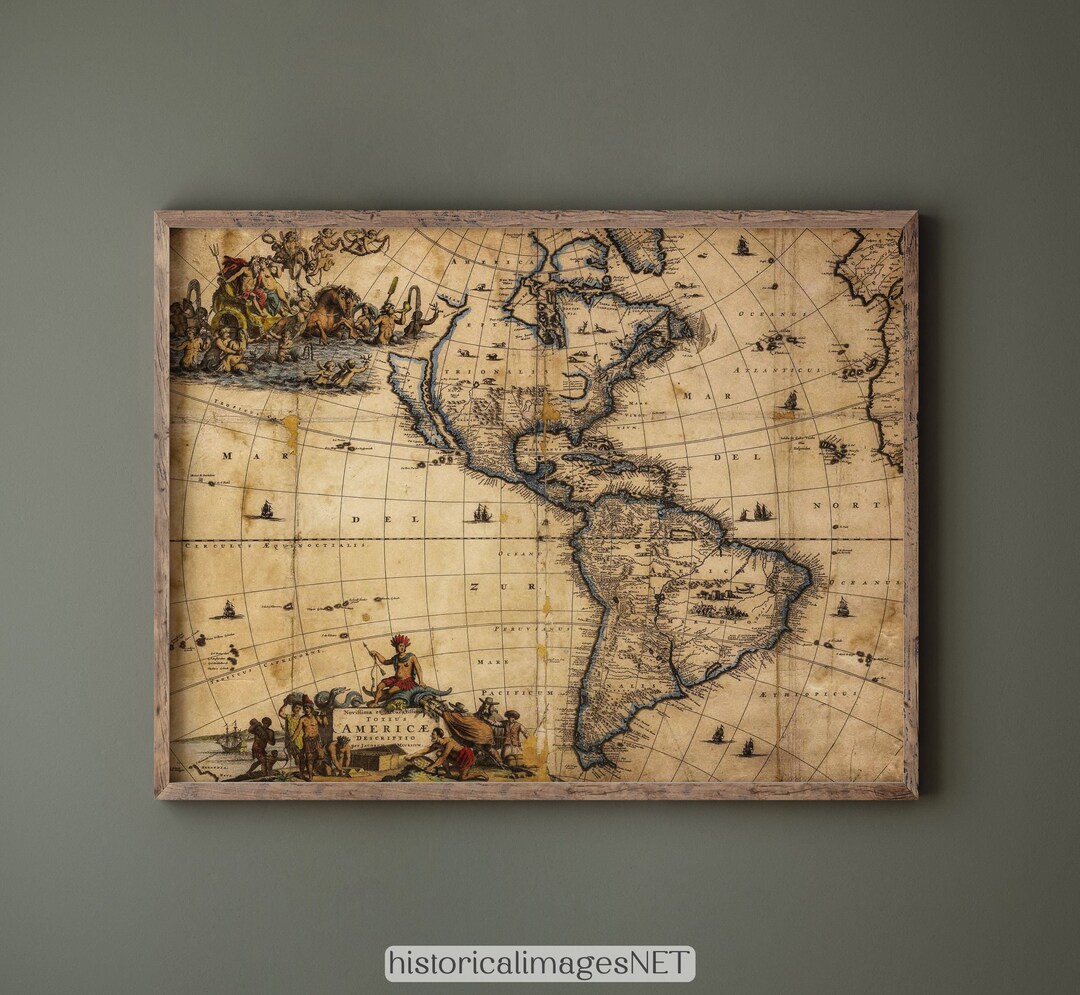 Ancient Map of America. Vintage Reproduction of Antique Map XVII ...