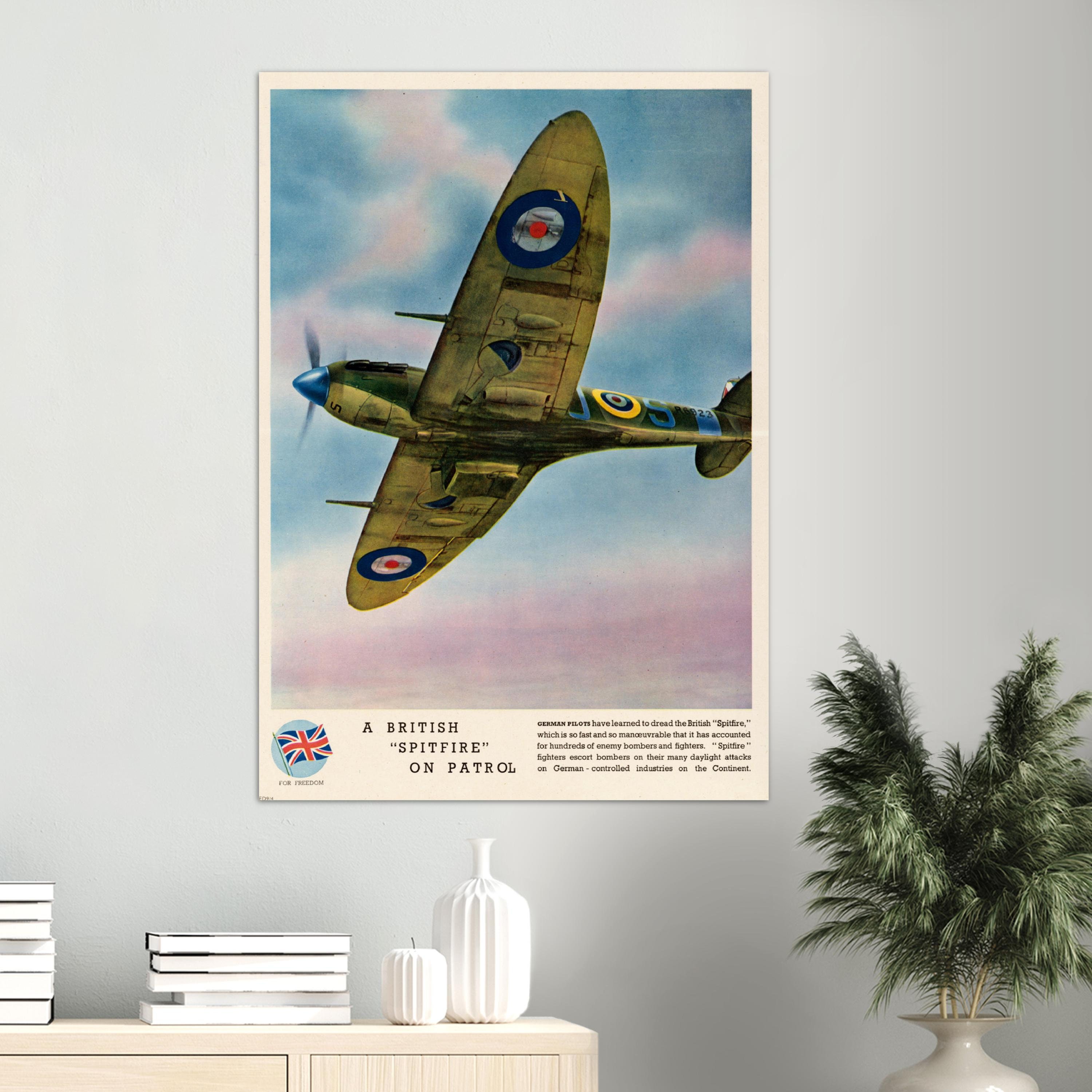 A British Spitfire on Patrol Propaganda II World War Vintage Fine ...
