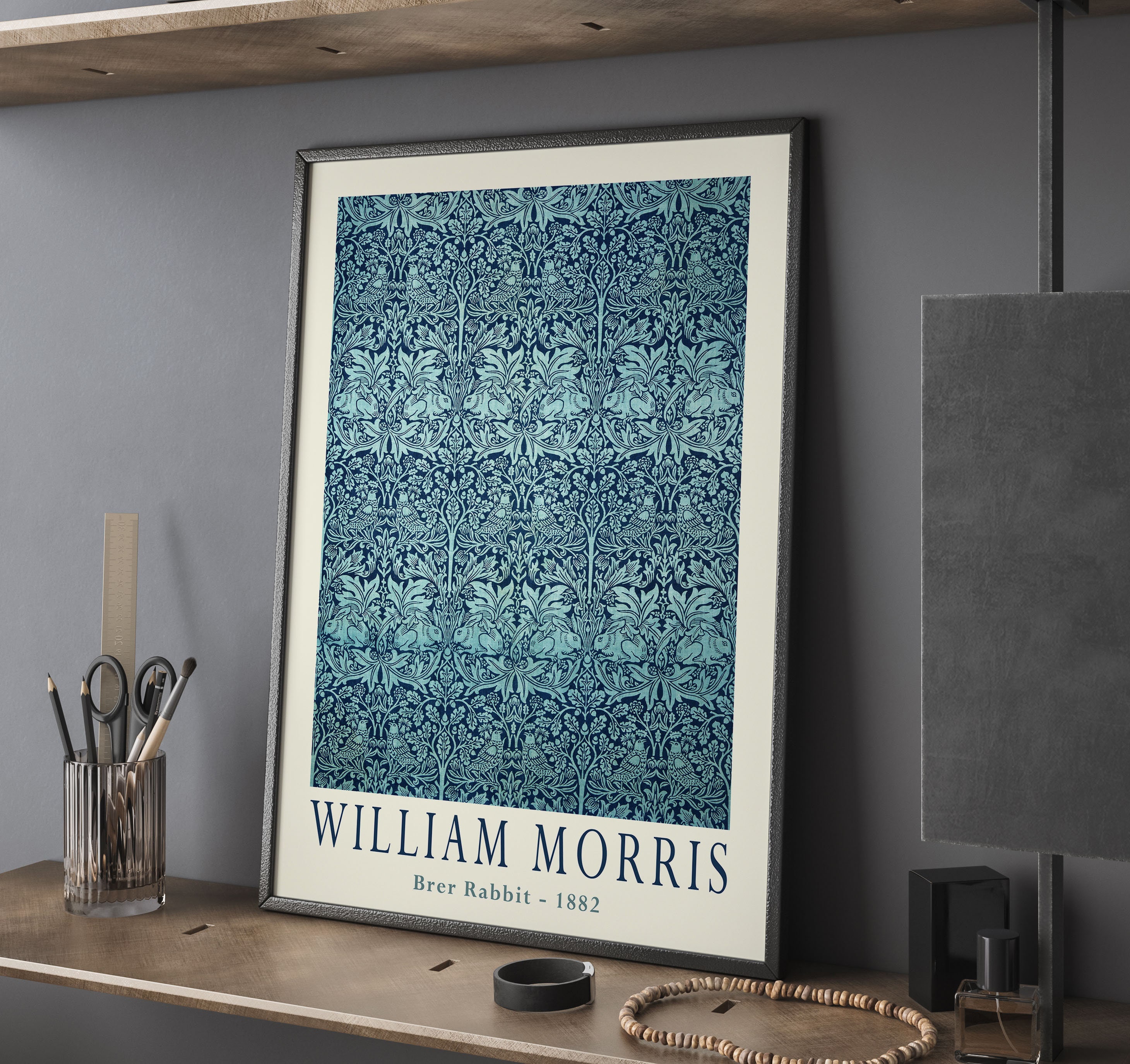 William Morris Brer Rabbit Wallpaper Vintage Design. Remastered Blue ...