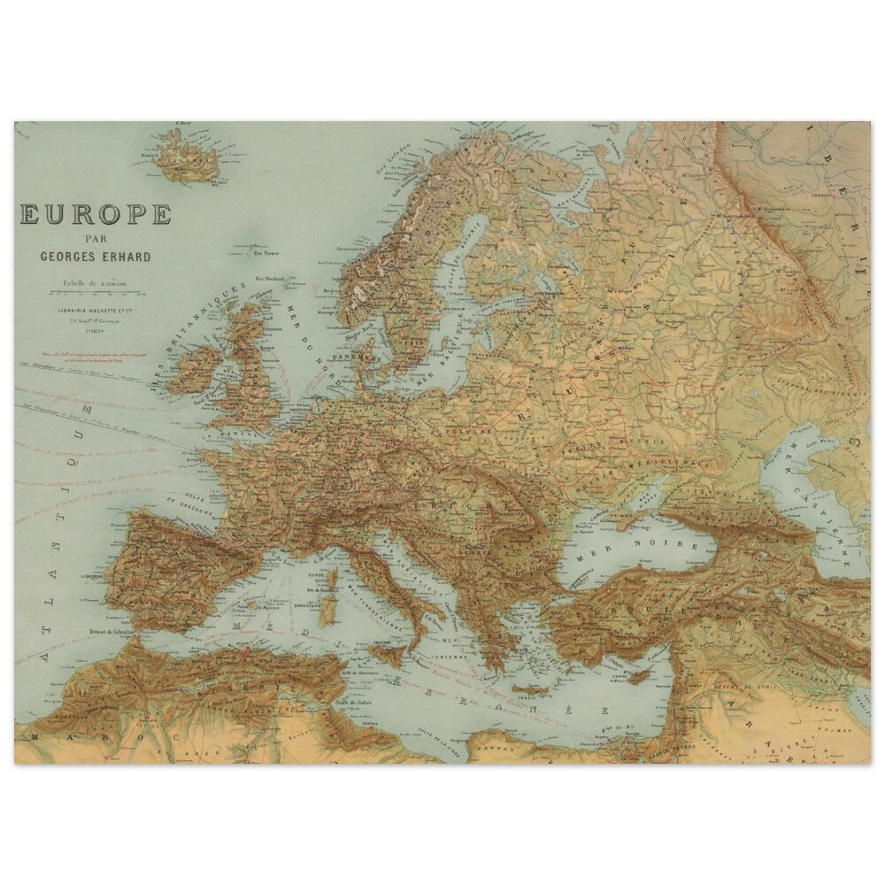 Ancient Old Map of Europe. Fine Art Print and Canvas. George Erhard ...