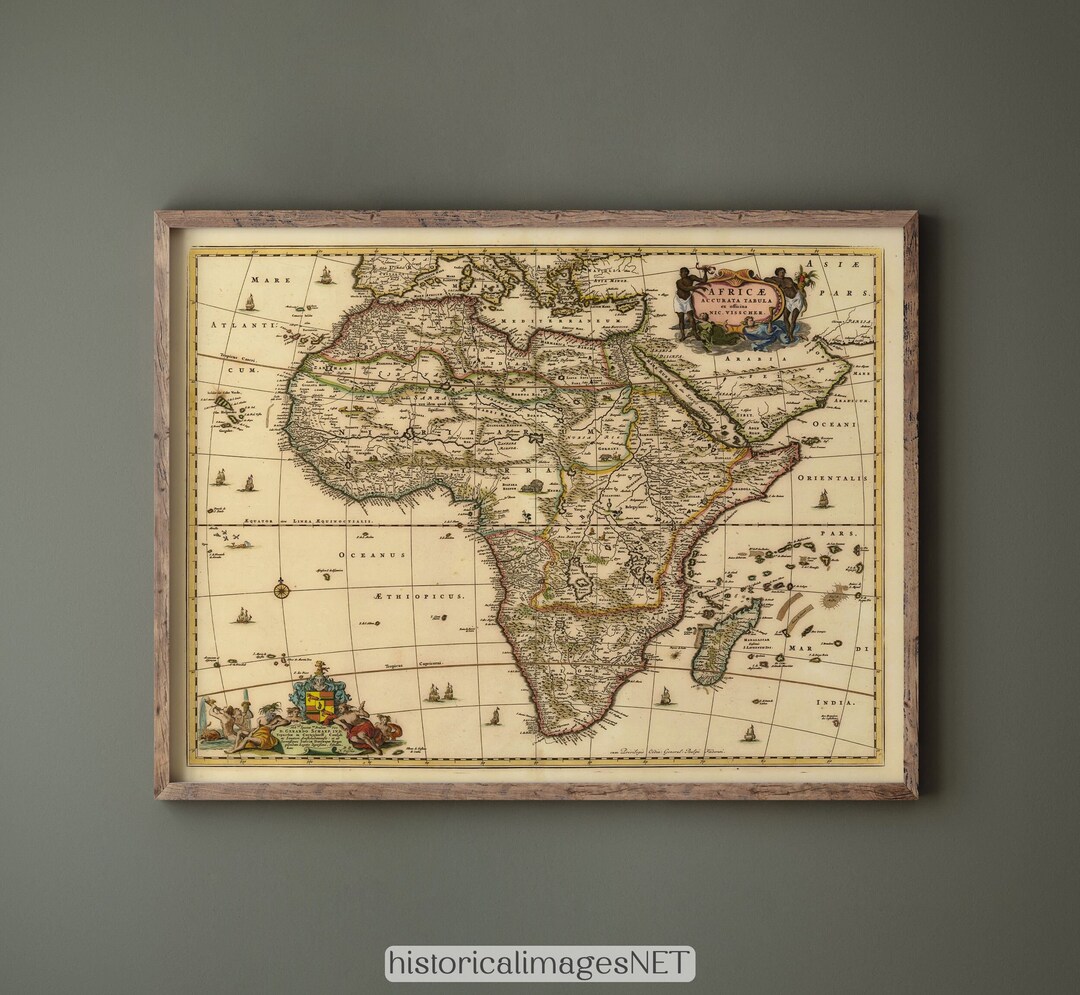 Africa Ancient Map Print by Nic Visher. Beaitifully Illustrated Vintage ...