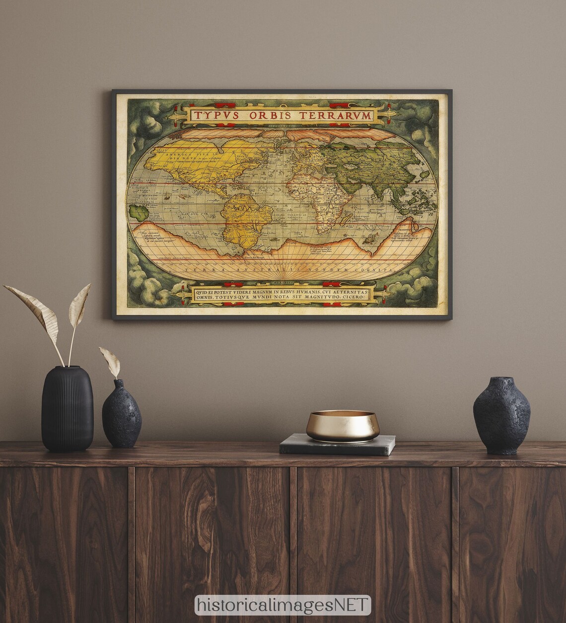 Ancient Map Reproduction Print of a World Map of 1579 by Abraham ...