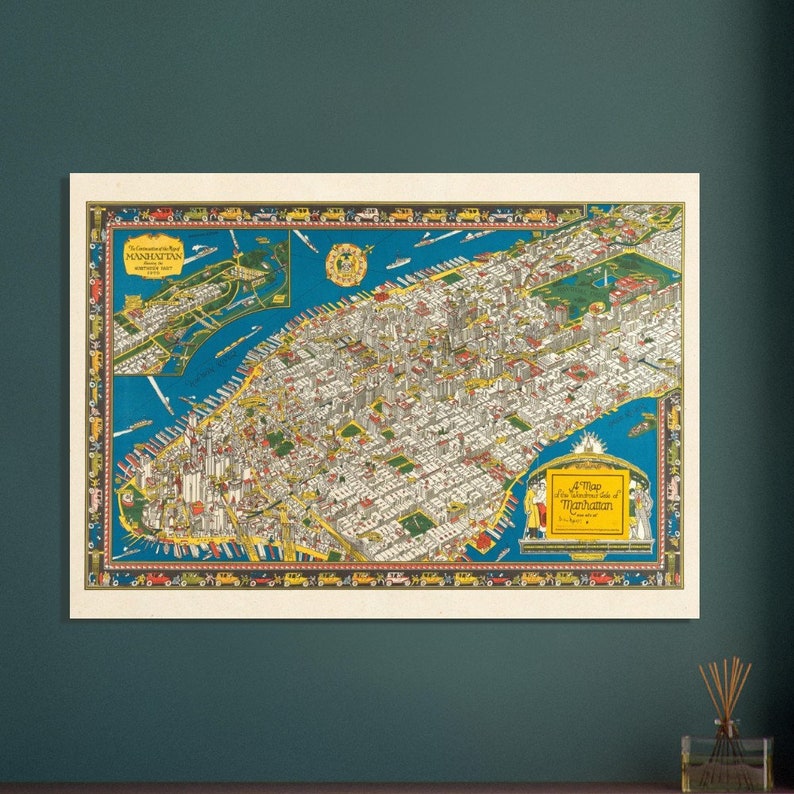 Old Map of Manhattan New York City. Antique Map Reproduction of ...