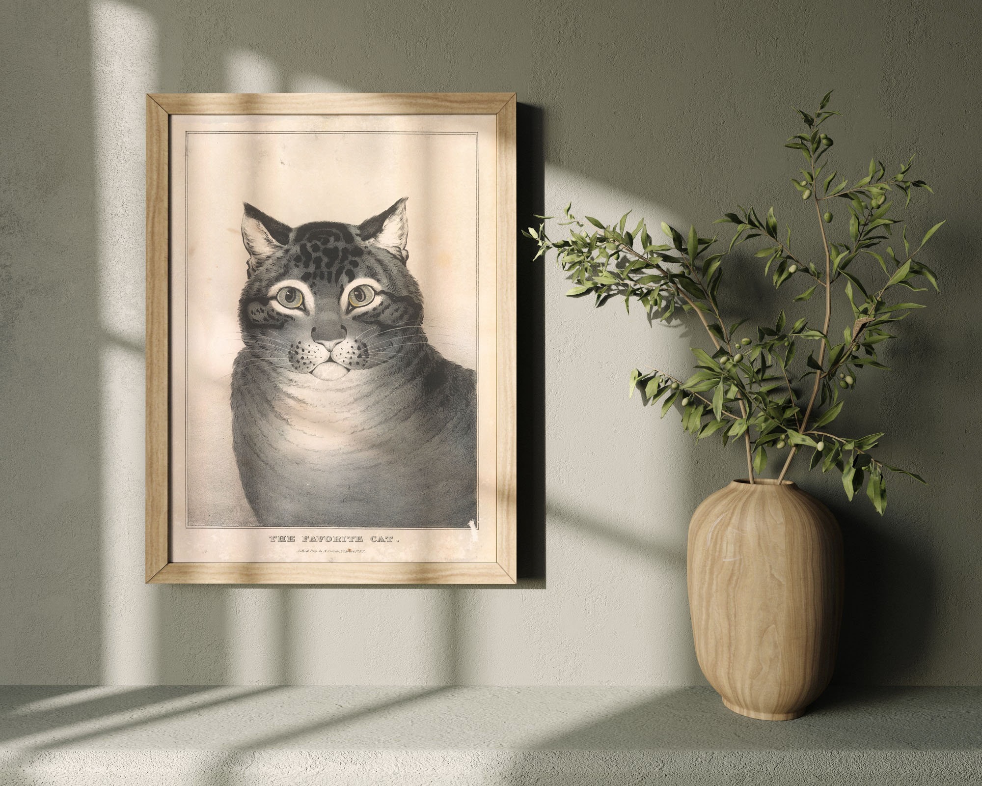 The Favorite Cat Poster Author: Nathaniel Currier 1838 - Etsy
