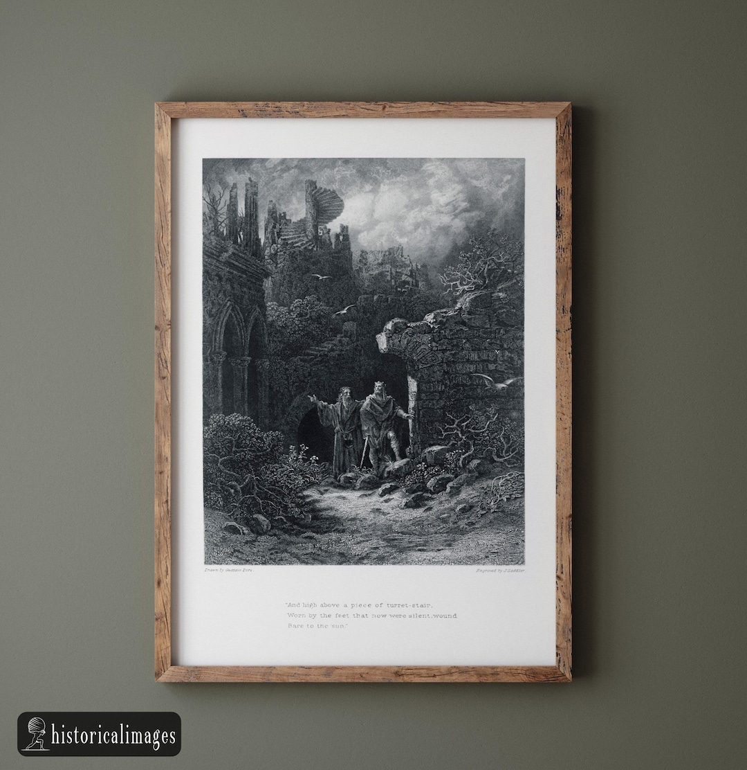 Gustave Dore Illustration of King Arthur Legends. Yniol Shows Prince ...
