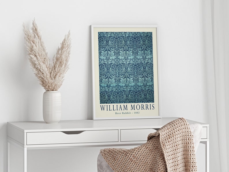 William Morris Brer Rabbit Wallpaper Vintage Design. Remastered Blue ...